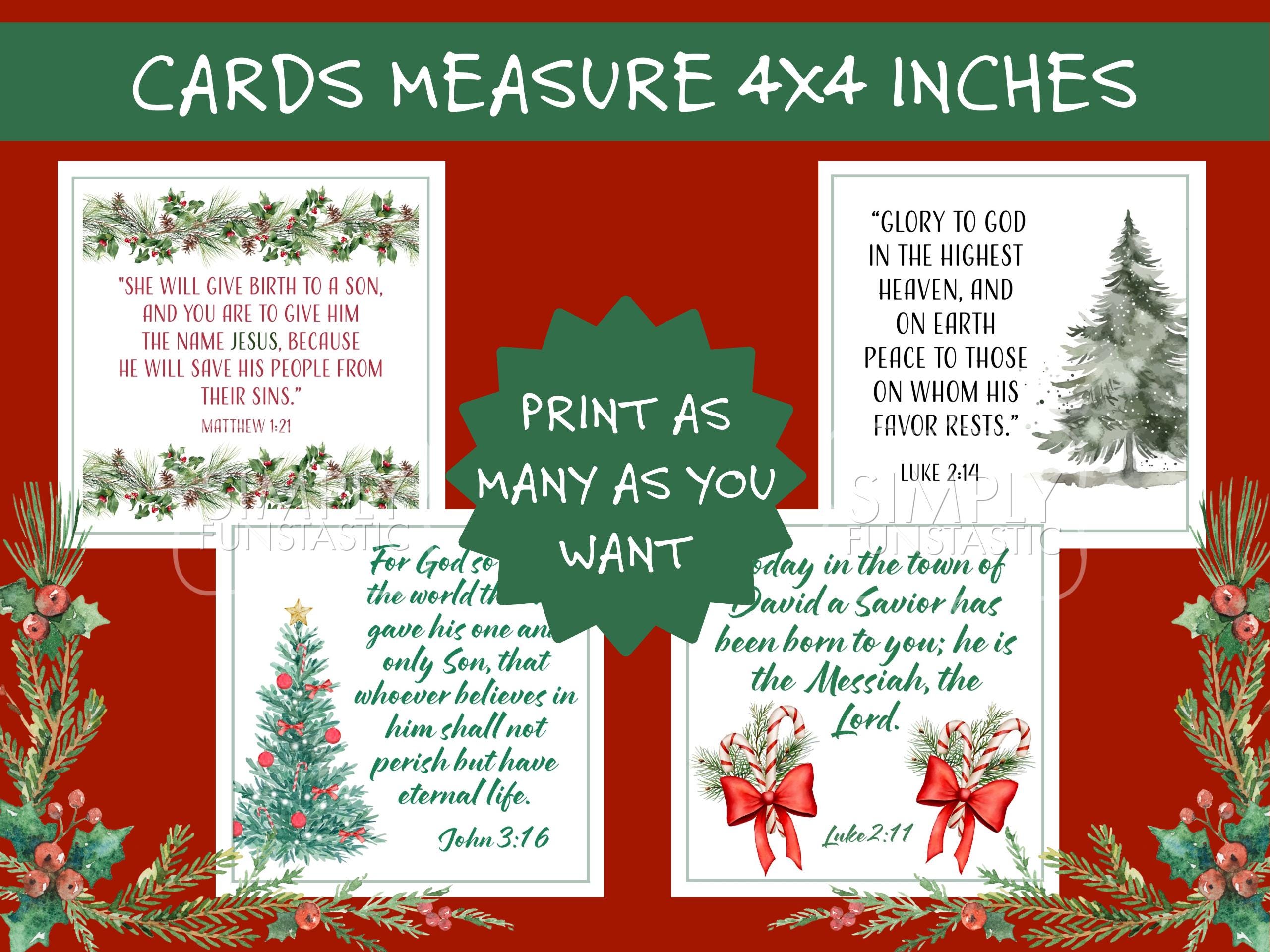 Christmas Scripture Cards, Christmas Bible Verse Cards, Christian ...