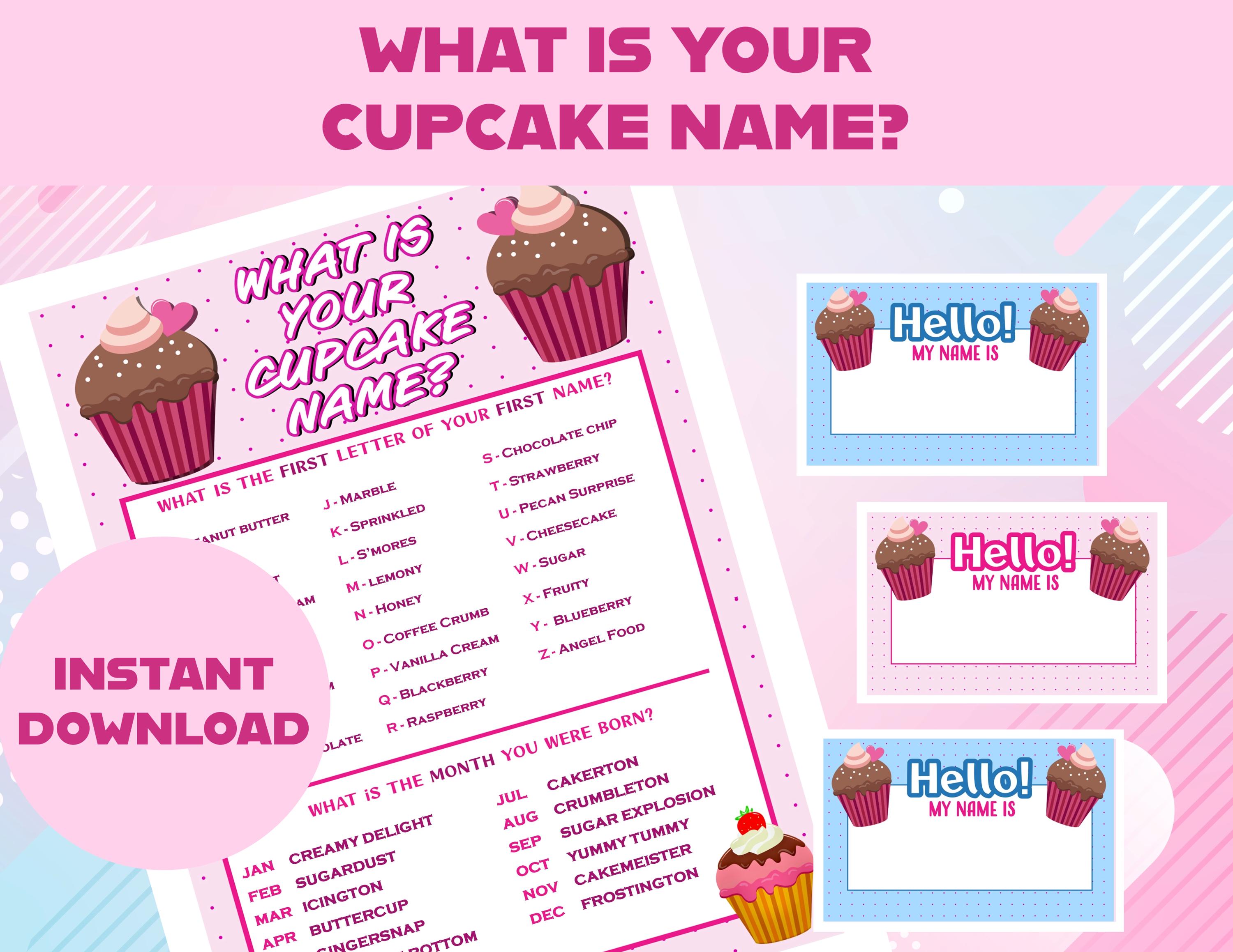 What is Your Cupcake Name? | Cupcake Game | Cupcake Name Tag | Cupcake ...