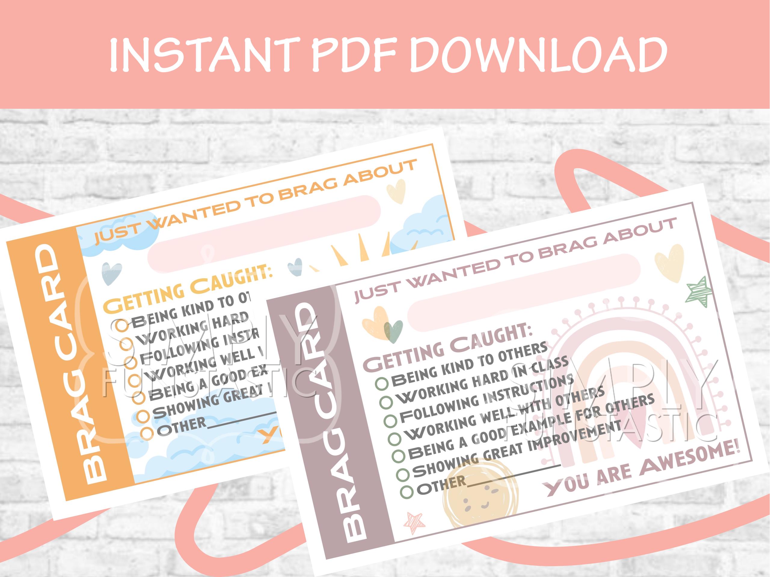 Boho Brag Cards: Teacher Positive Feedback Notes (digital Download) - Etsy