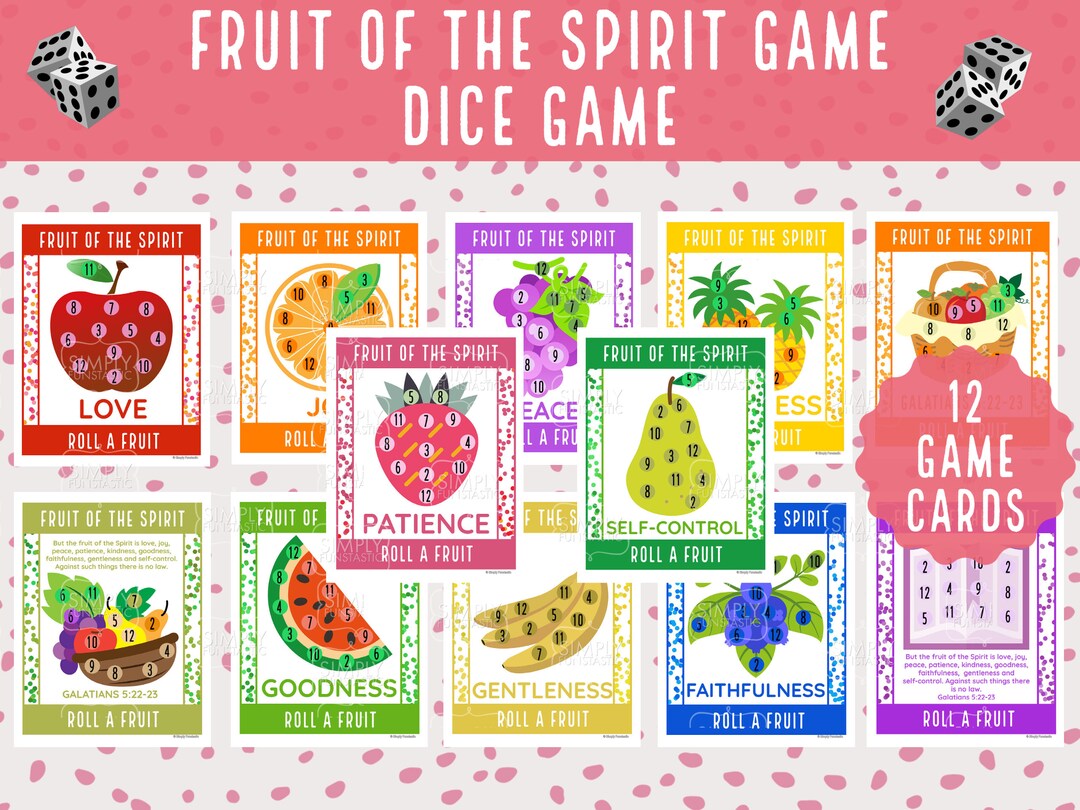 Fruit of the Spirit Dice Game | Roll a Fruit Game | Bible Dice Game ...