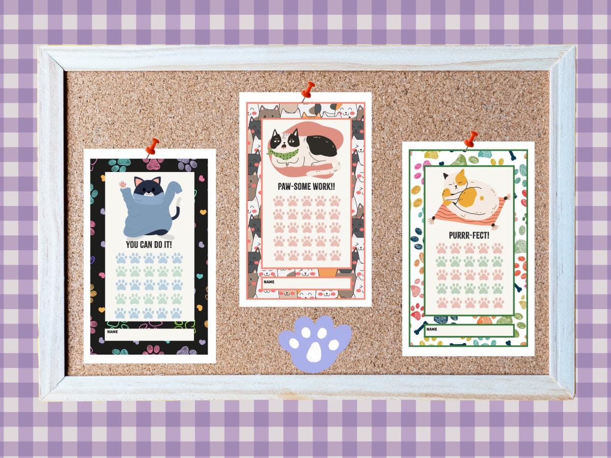 Whimsical Cat Classroom Incentive Charts | Kids Reward System ...