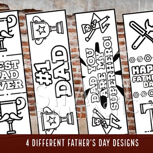 Father's Day Coloring DIY Bookmarks Set of 4 | Father's Day Gift ...