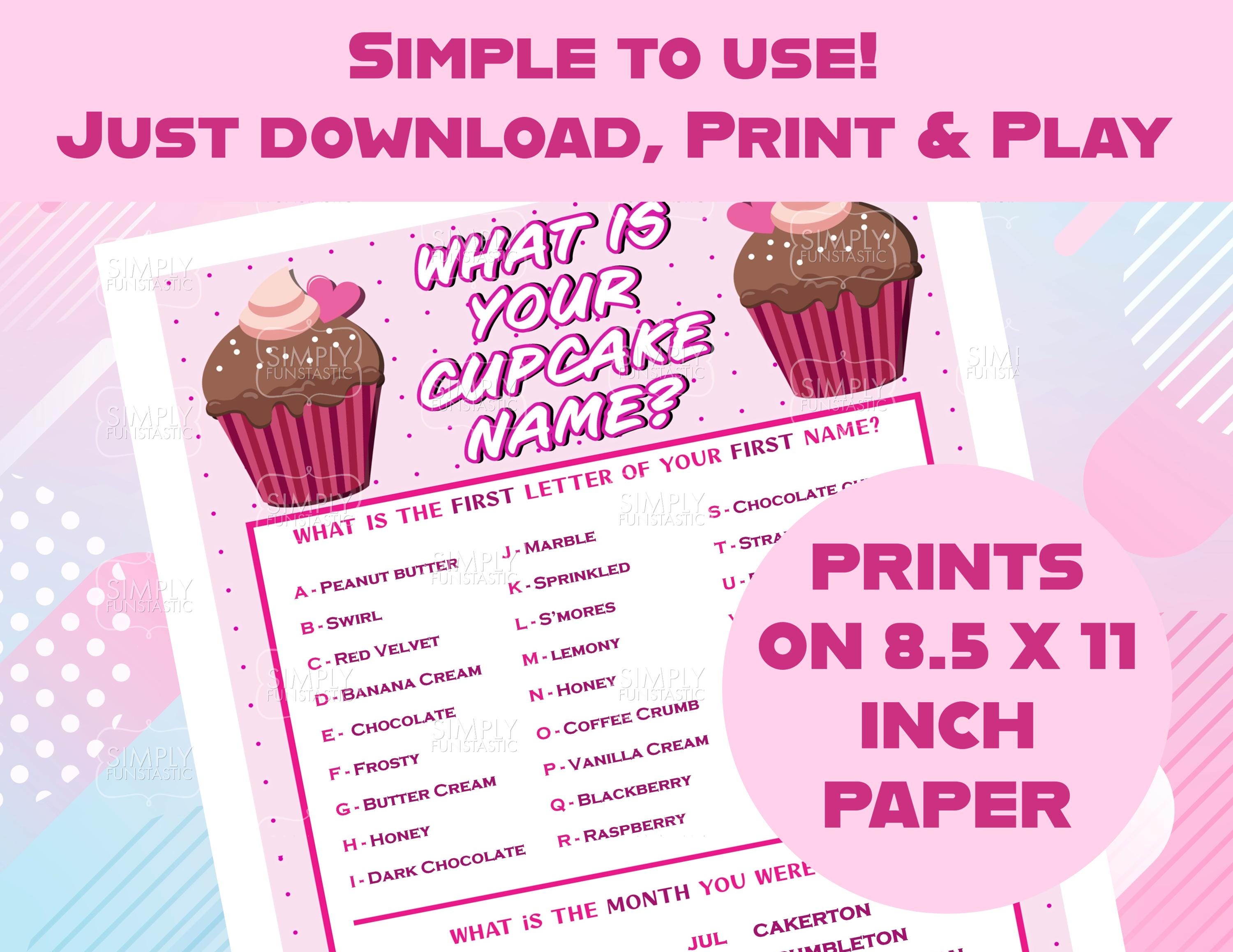 What is Your Cupcake Name? | Cupcake Game | Cupcake Name Tag | Cupcake ...