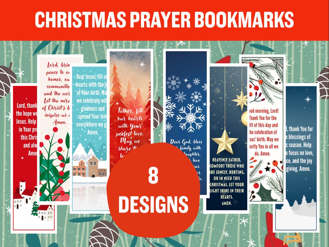 Christmas Prayers Bookmarks Set, Bible Prayer Bookmarks, Christmas ...