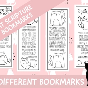 Cat Bible Verse Coloring Bookmarks: Scripture Gift Tags (PDF) - Etsy