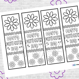 Mother's Day Coloring Bookmarks: Set of 4, DIY Gift (instant Download ...