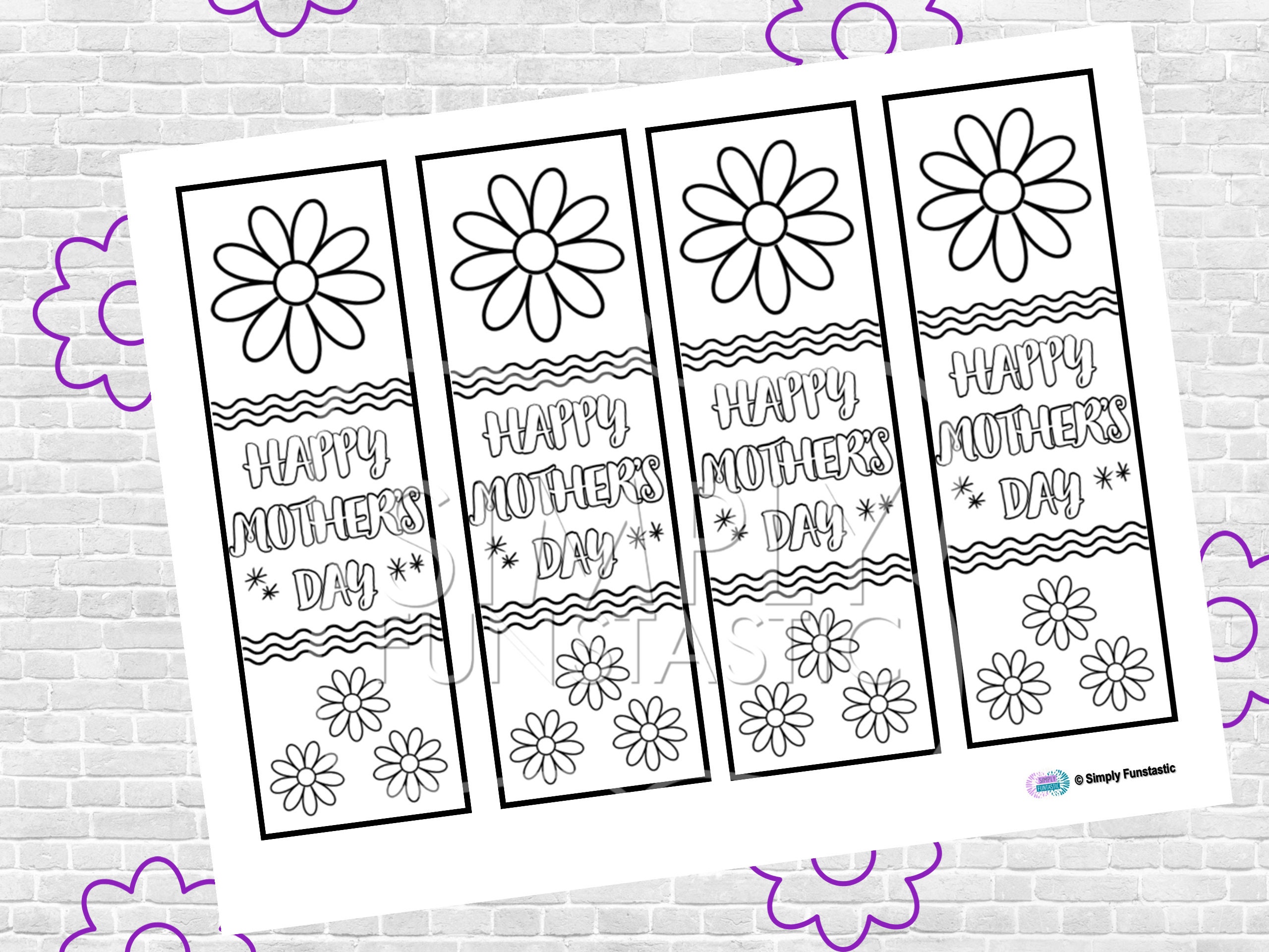 Mother's Day Coloring Bookmarks Set of 4 Mother's Day Gift kids Mother ...