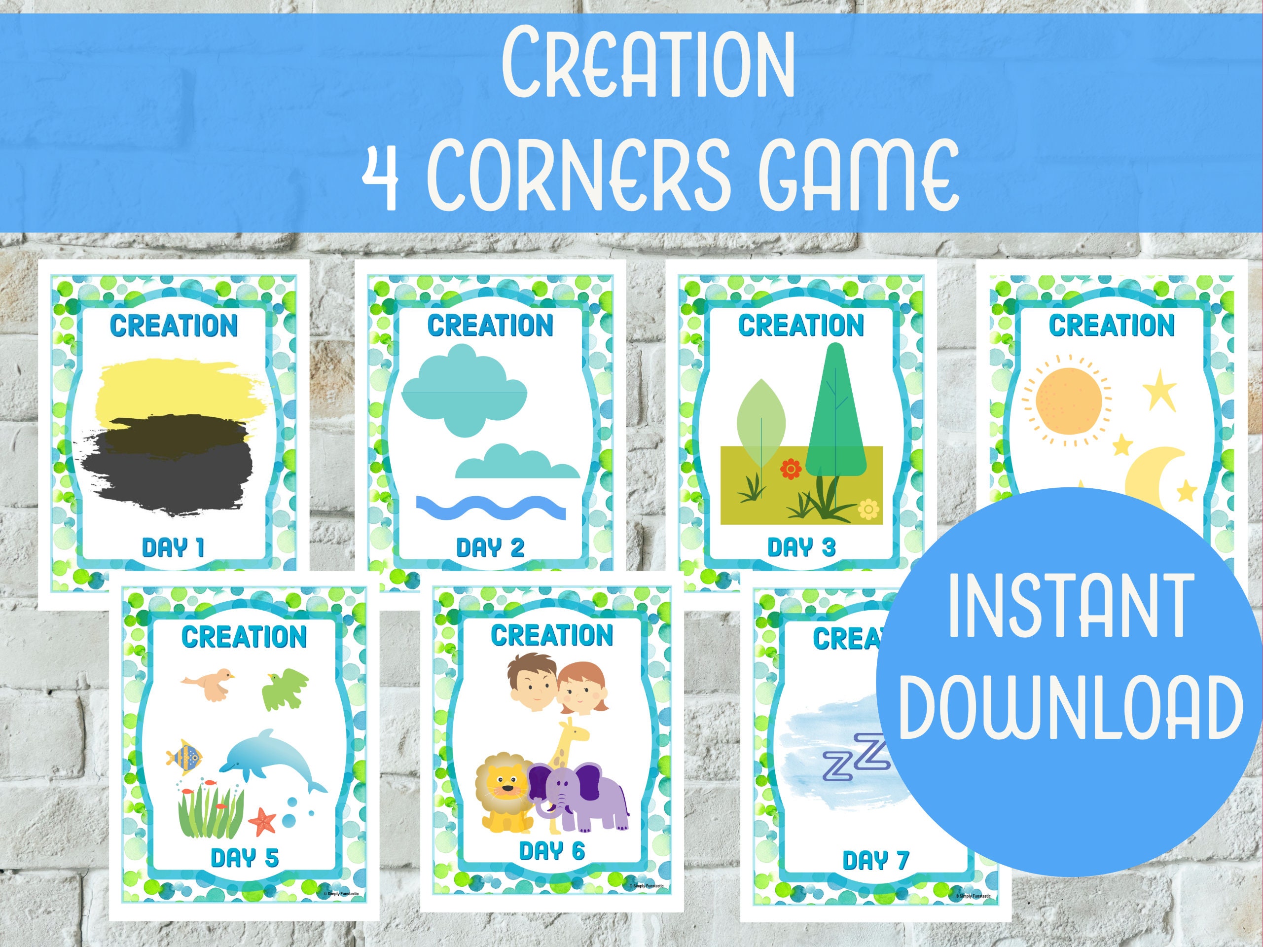 Creation 4 Corners Game: Bible Story Printable (digital Download) - Etsy