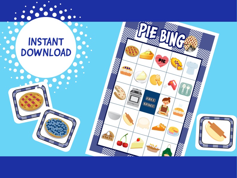 Pie Bingo | Pie Party Game | Pie Birthday Party | Pie Printable Game ...