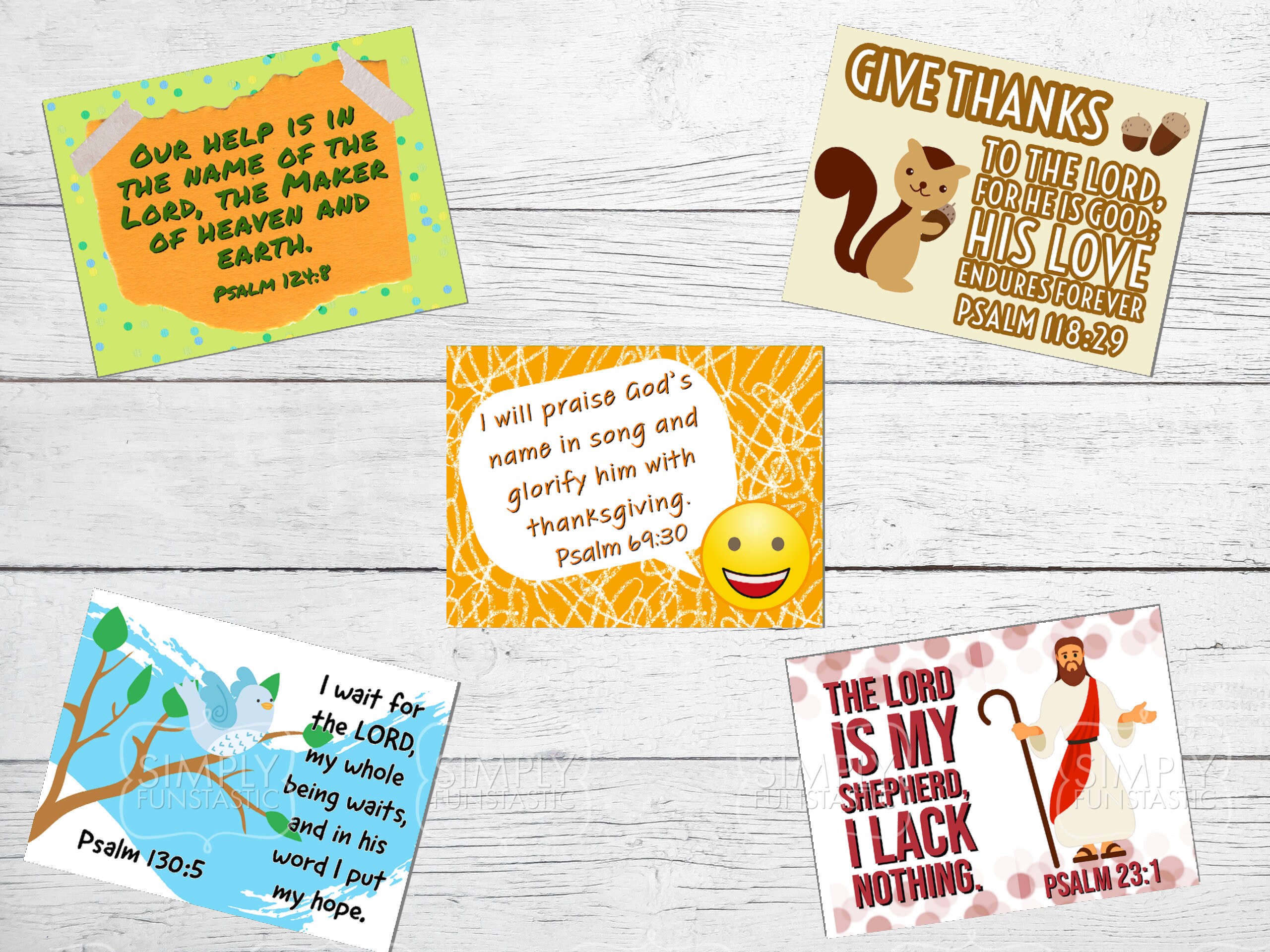 30 Kids Scripture Cards From Psalms Children's Memory - Etsy