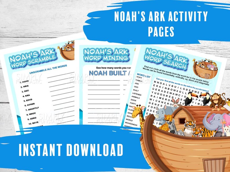 Noah's Ark Bible Activity Pages: Sunday School Printables (PDF) - Etsy ...