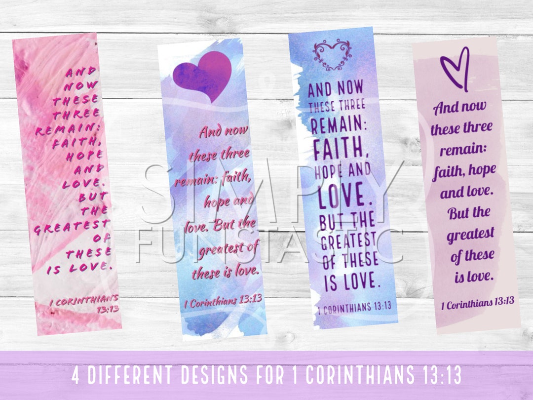 1 Corinthians 13:13 Scripture Bookmarks - Set of 4 (instant Download ...