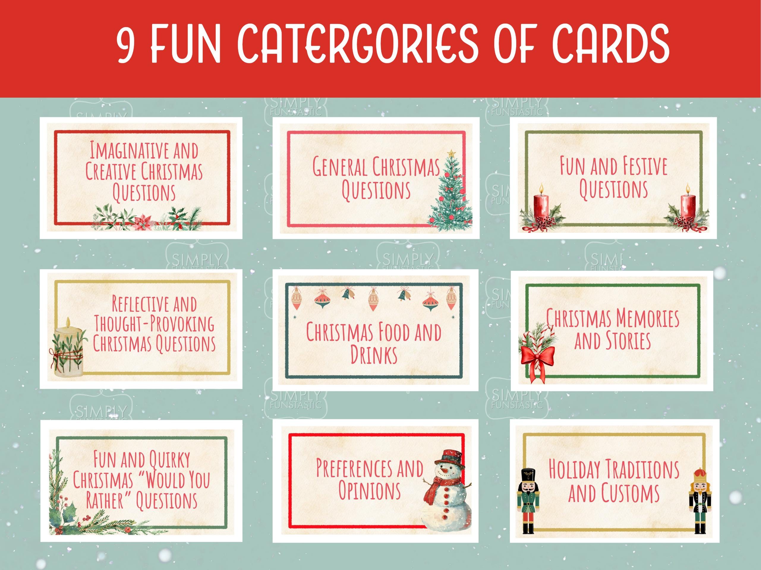 Christmas Conversation Starter Cards: 90 Holiday Dinner Table Topics ...