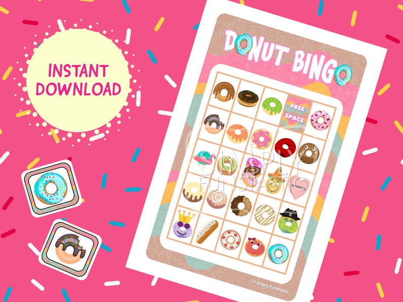 Donut Bingo | Donut Party Game | Donut Birthday Party | Donut Printable ...