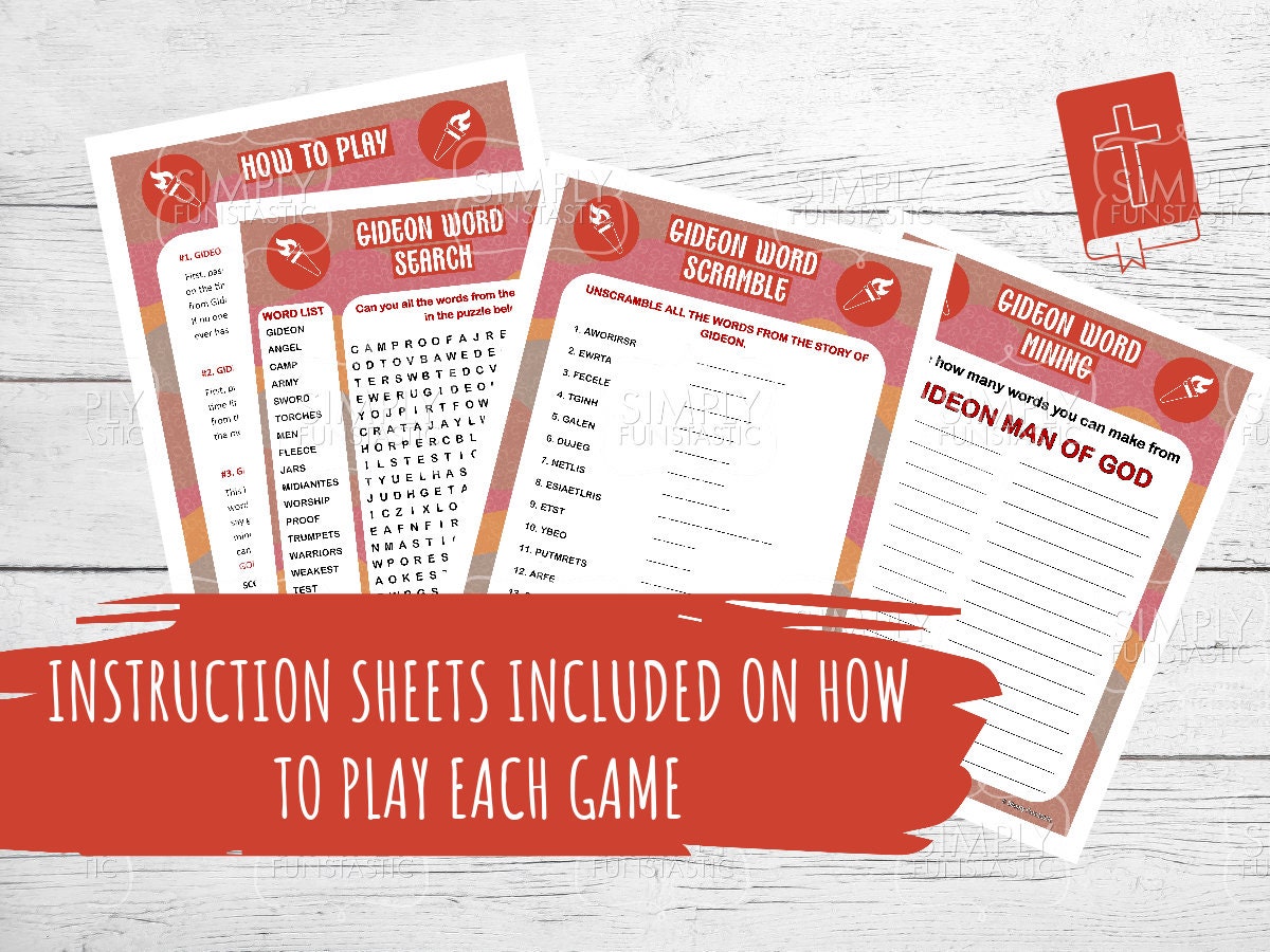 Gideon Bible Activity Pages | Gideon Bible Games | Gideon Bible Puzzles ...