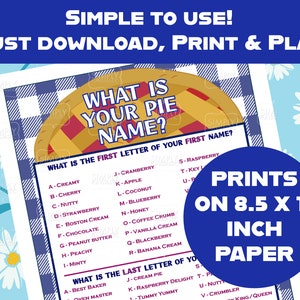 What is Your Pie Name? | Pie Game | Pie Name Tag | Pie Game Printable ...