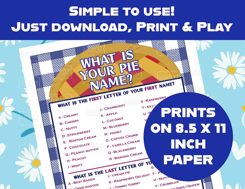 What is Your Pie Name? | Pie Game | Pie Name Tag | Pie Game Printable ...