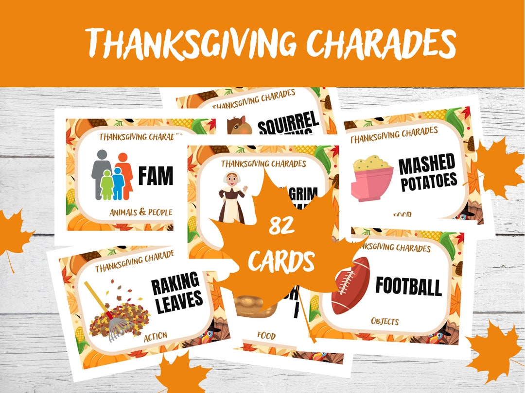 Charades Thanksgiving Charades Game Printable Thanksgiving Game ...