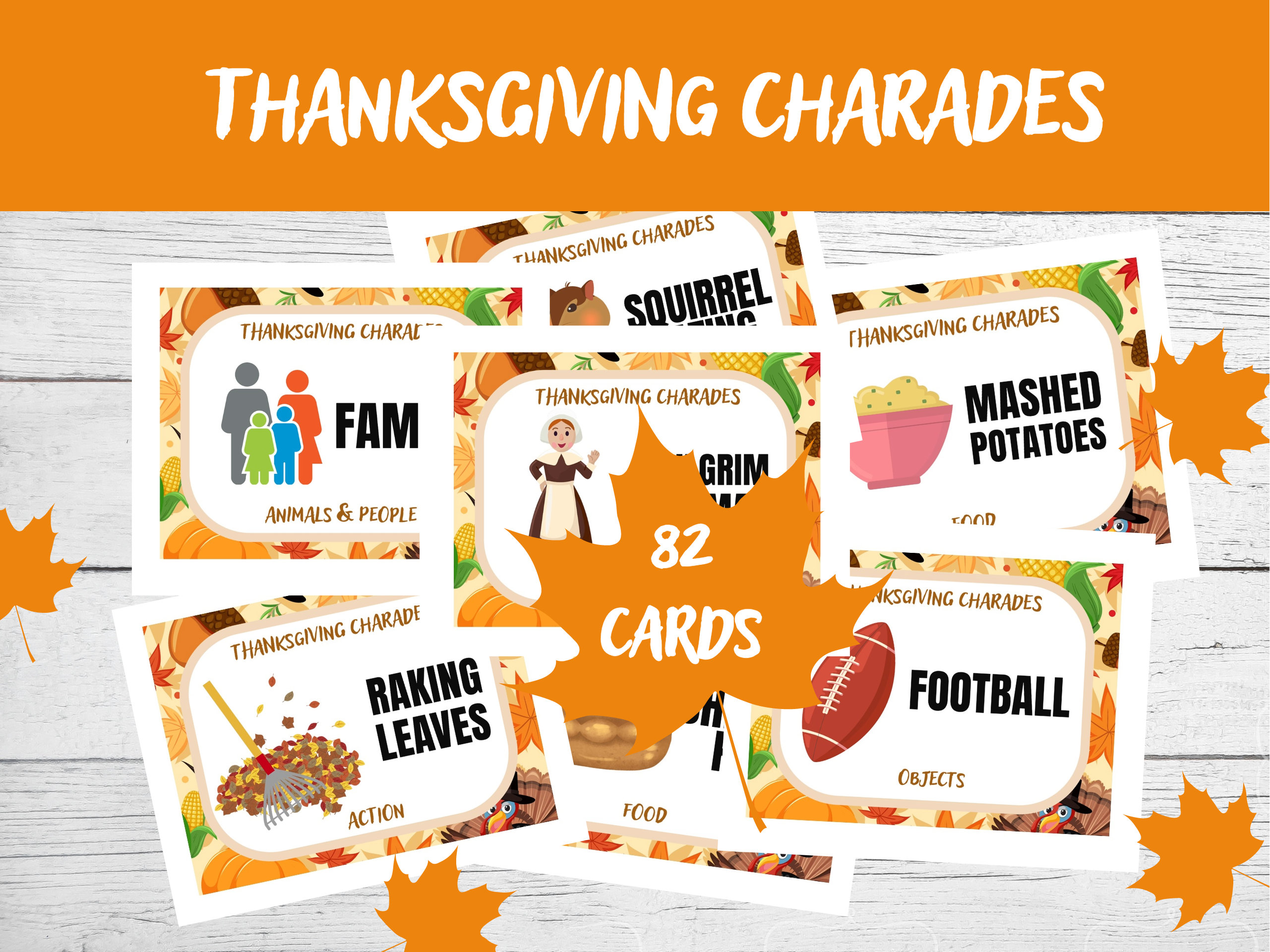 Charades Thanksgiving Charades Game Printable Thanksgiving Game ...