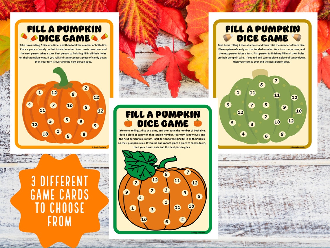 Fill A Pumpkin Dice Game Printable | Instant Download | Print Yourself ...