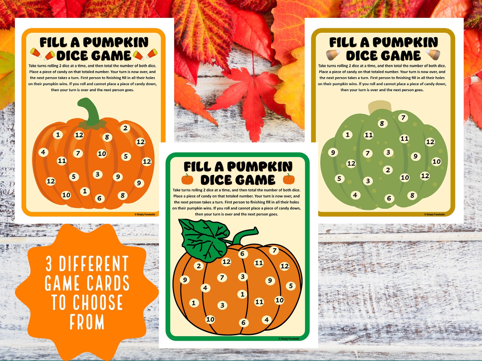 Fill A Pumpkin Dice Game Printable | Instant Download | Print Yourself ...