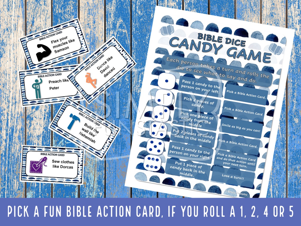 Bible Dice Candy Game Printable | Bible Game | Bible Printable Activity ...
