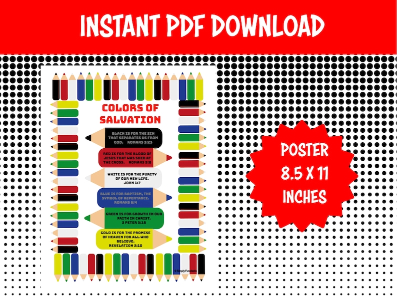 Colors of Salvation Bundle, Printable Salvation Card, Colors of the ...