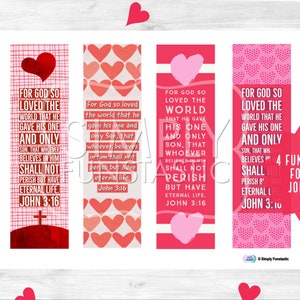 Children's Scripture Bookmarks Set of 4 Valentine | Sunday School | God ...