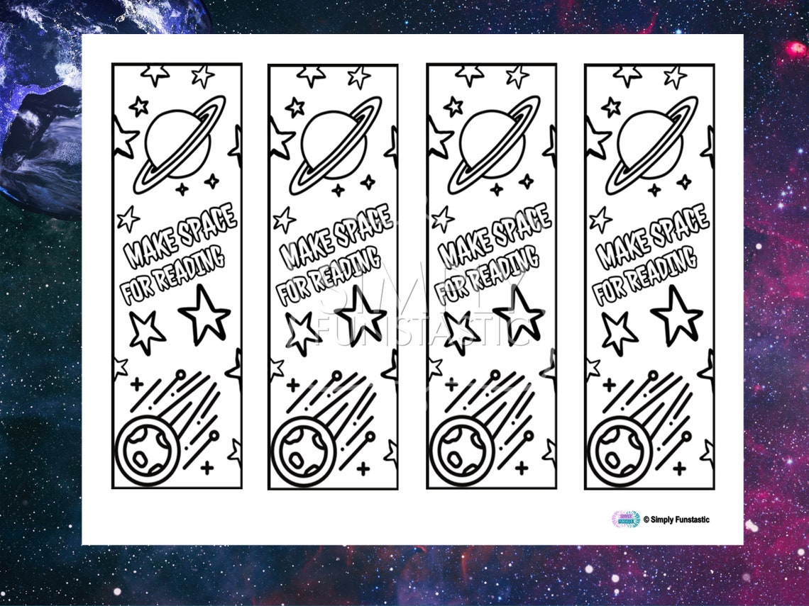 Outer Space Reading Color Your Own Bookmarks Set of 4 Outer Space ...