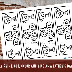 Father's Day Coloring DIY Bookmarks Set of 4 | Father's Day Gift ...
