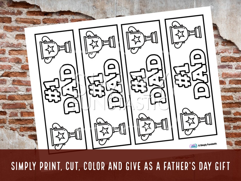 Father's Day Coloring DIY Bookmarks Set of 4 - Etsy