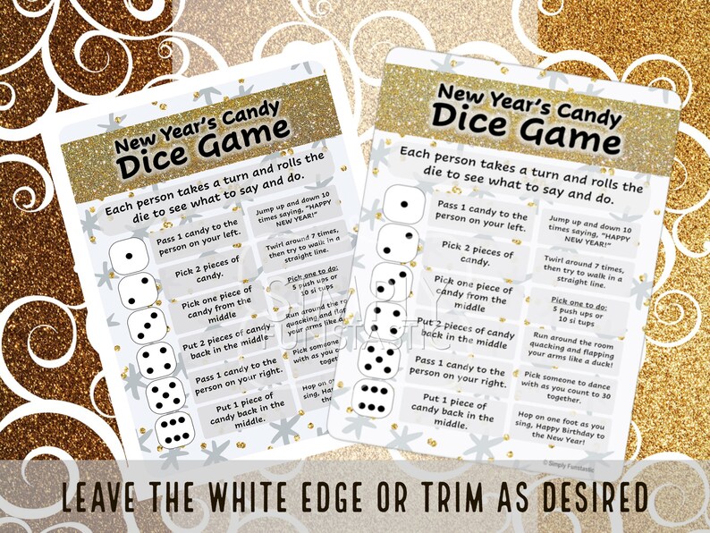 New Year's Dice Game Printable, Dice Game New Year’s Eve, New Year’s ...