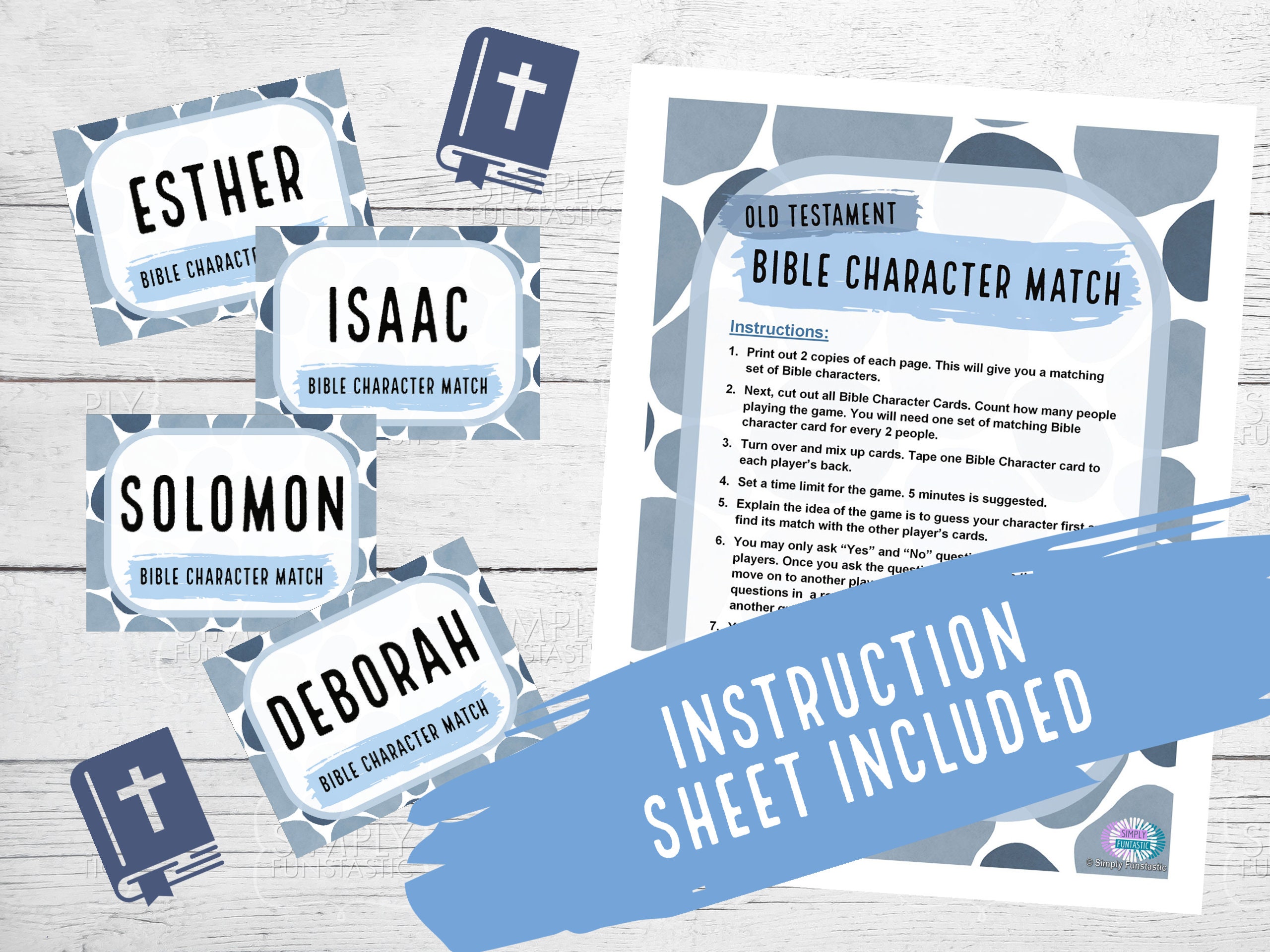 Old Testament Bible Character Match Card Game Bible on the Back Game ...