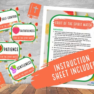 Fruit of the Spirit Match Card Game | on Your Back Bible Game | Youth ...