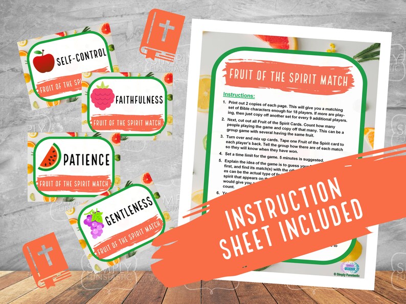 Fruit of the Spirit Match Card Game | on Your Back Bible Game | Youth ...