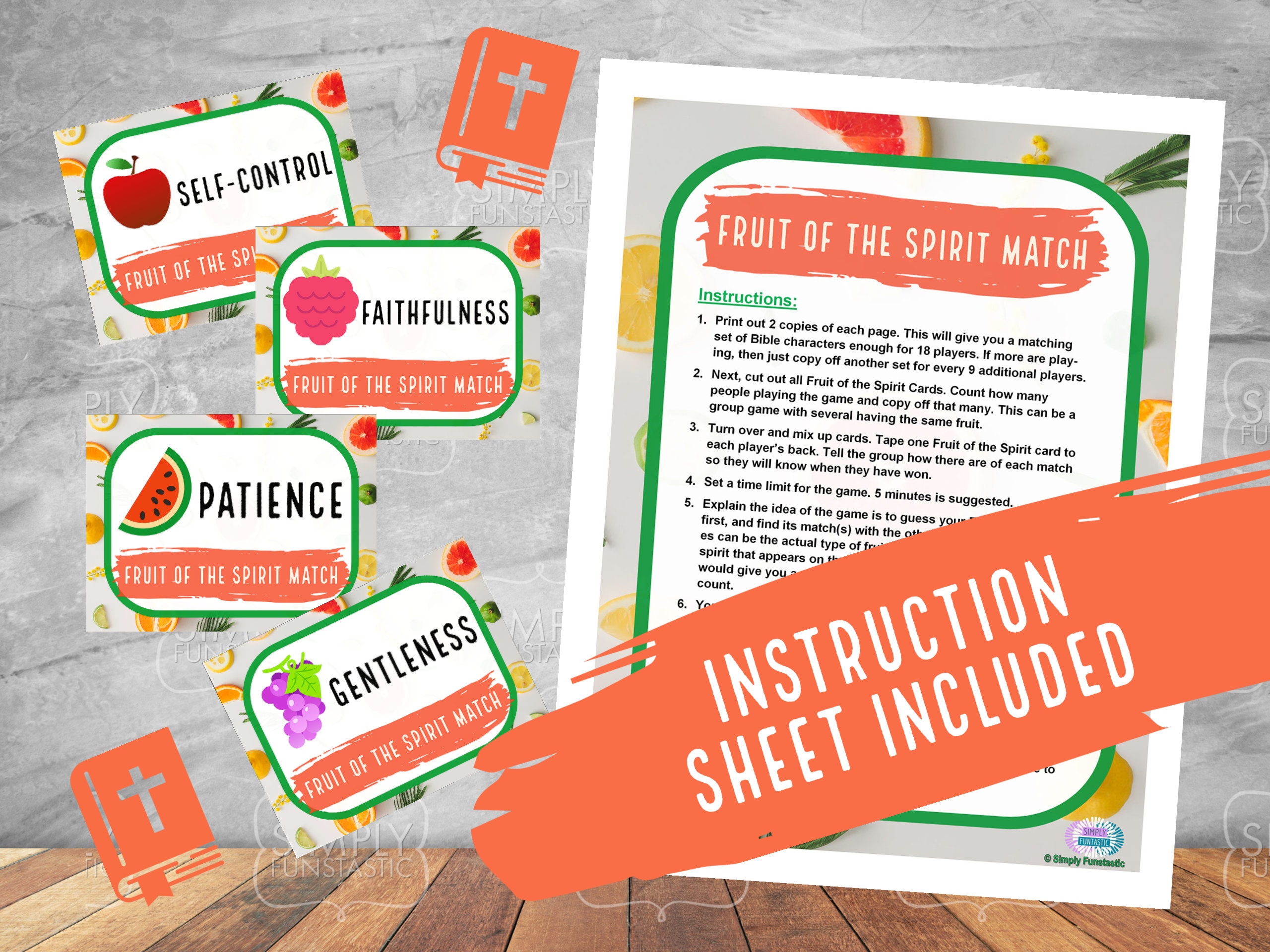 Fruit of the Spirit Match Card Game | on Your Back Bible Game | Youth ...