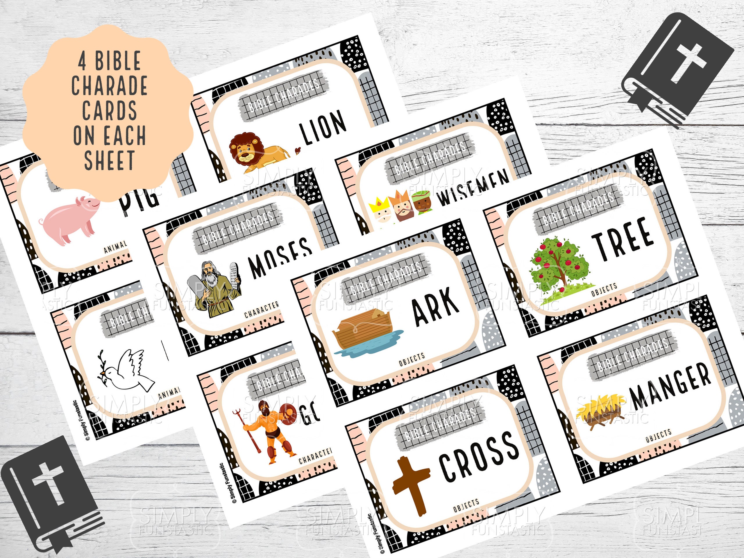 Bible Charades Card Game: Christian Family Fun (digital Download ...
