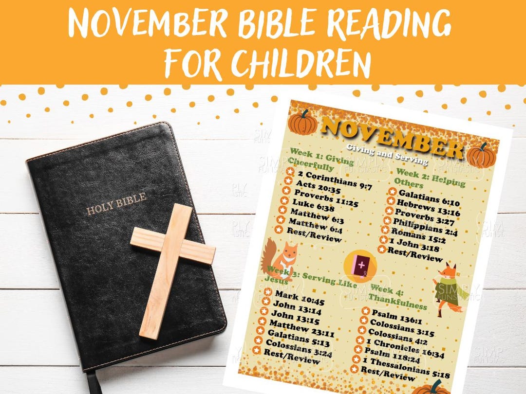 November Kids Bible Reading Plan: Generosity & Service (PDF) - Etsy