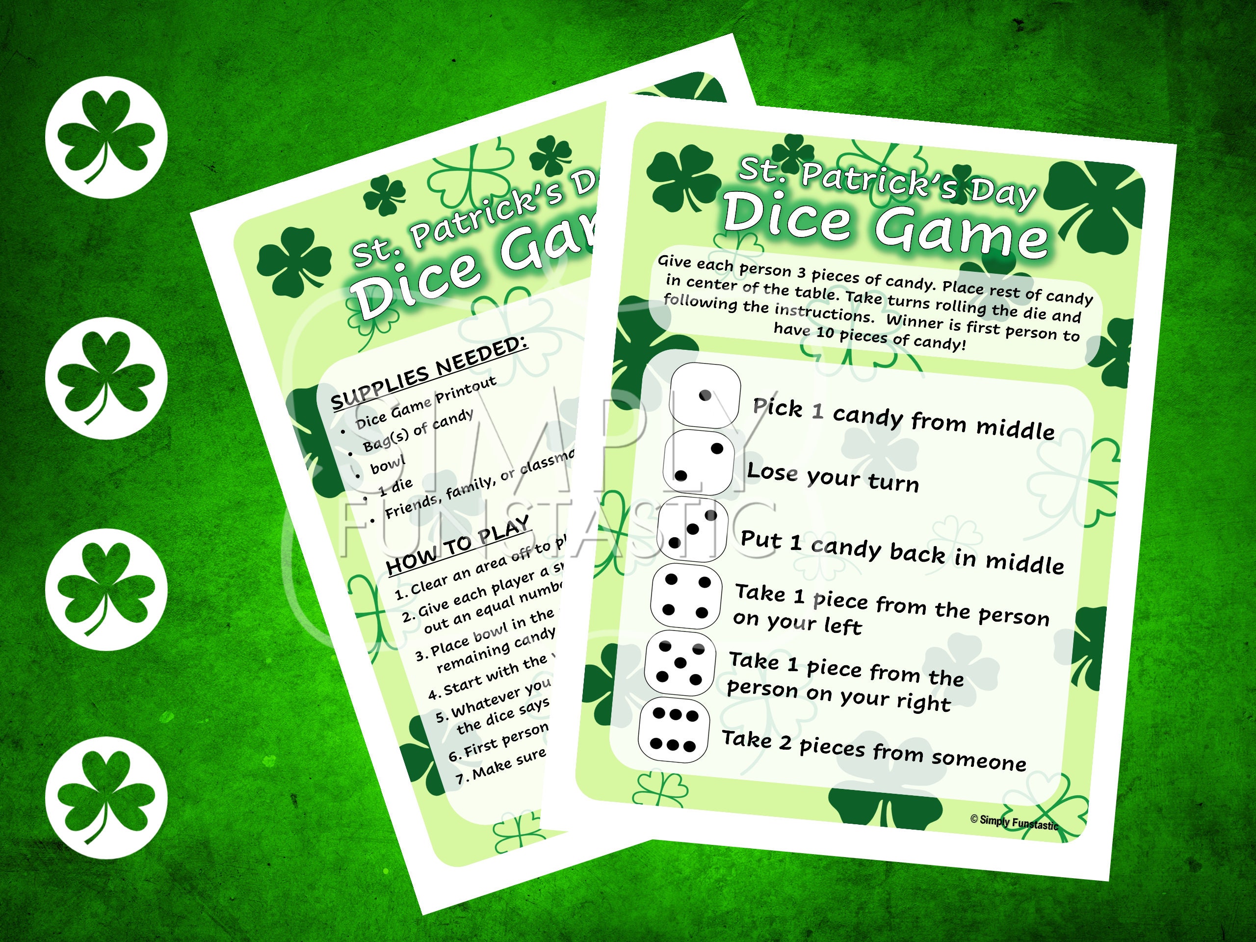 St. Patrick's Day Candy Dice Game Printable | Instant Download | Print ...