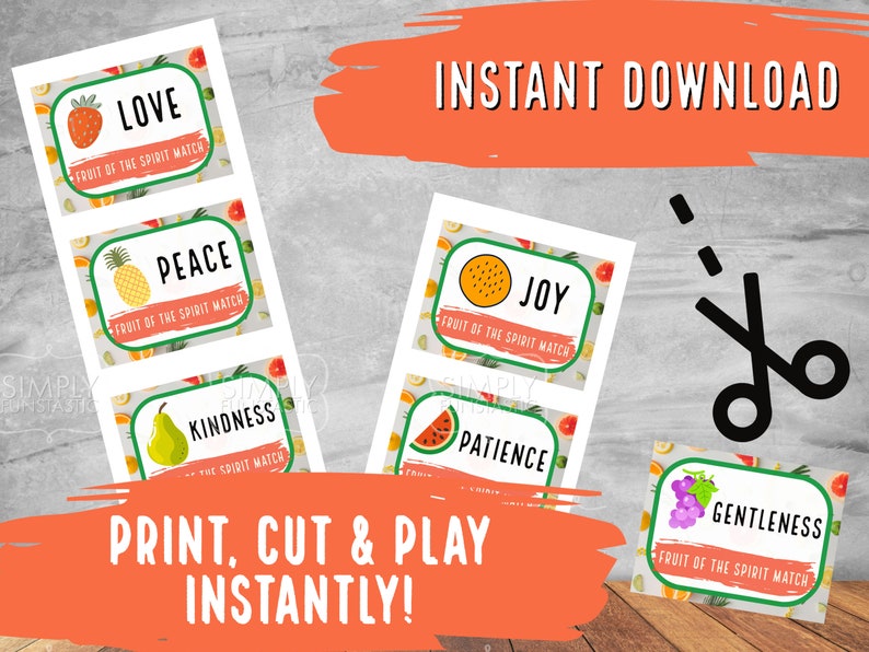 Fruit of the Spirit Match Card Game | on Your Back Bible Game | Youth ...