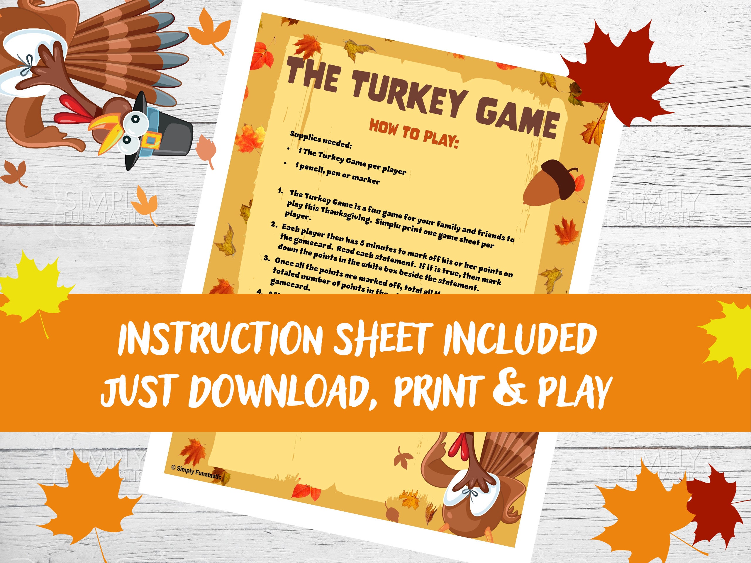 Thanksgiving Turkey Game: Fun Printable for Kids & Families (digital ...
