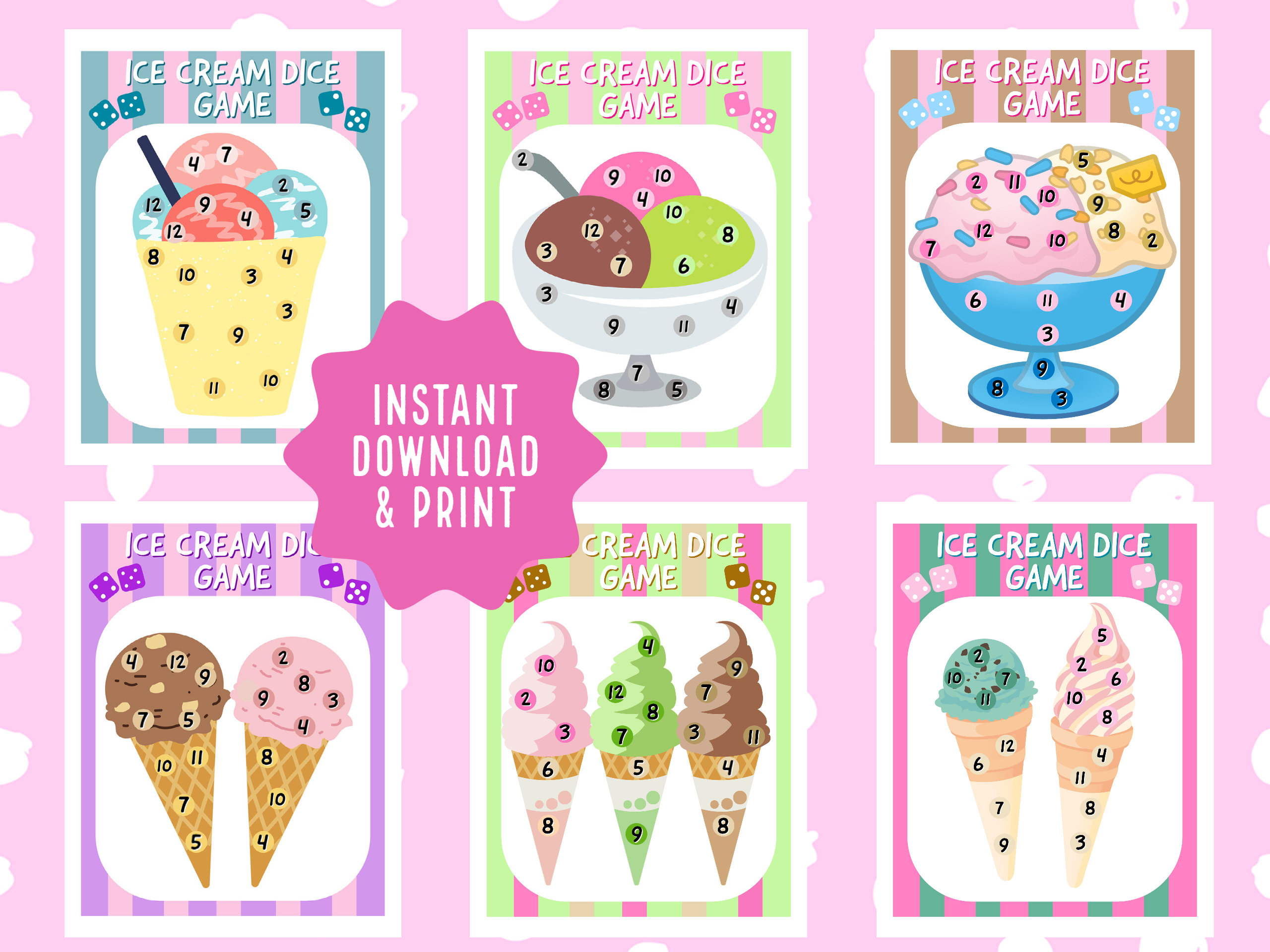 Ice Cream Dice Game: Fun Fill-in Party Activity (instant Download) - Etsy
