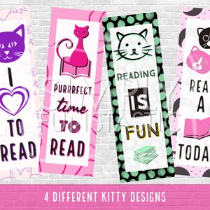 Kitty Cat Reading Bookmarks Set of 4 | Cat Animal Bookmarks | Classroom ...