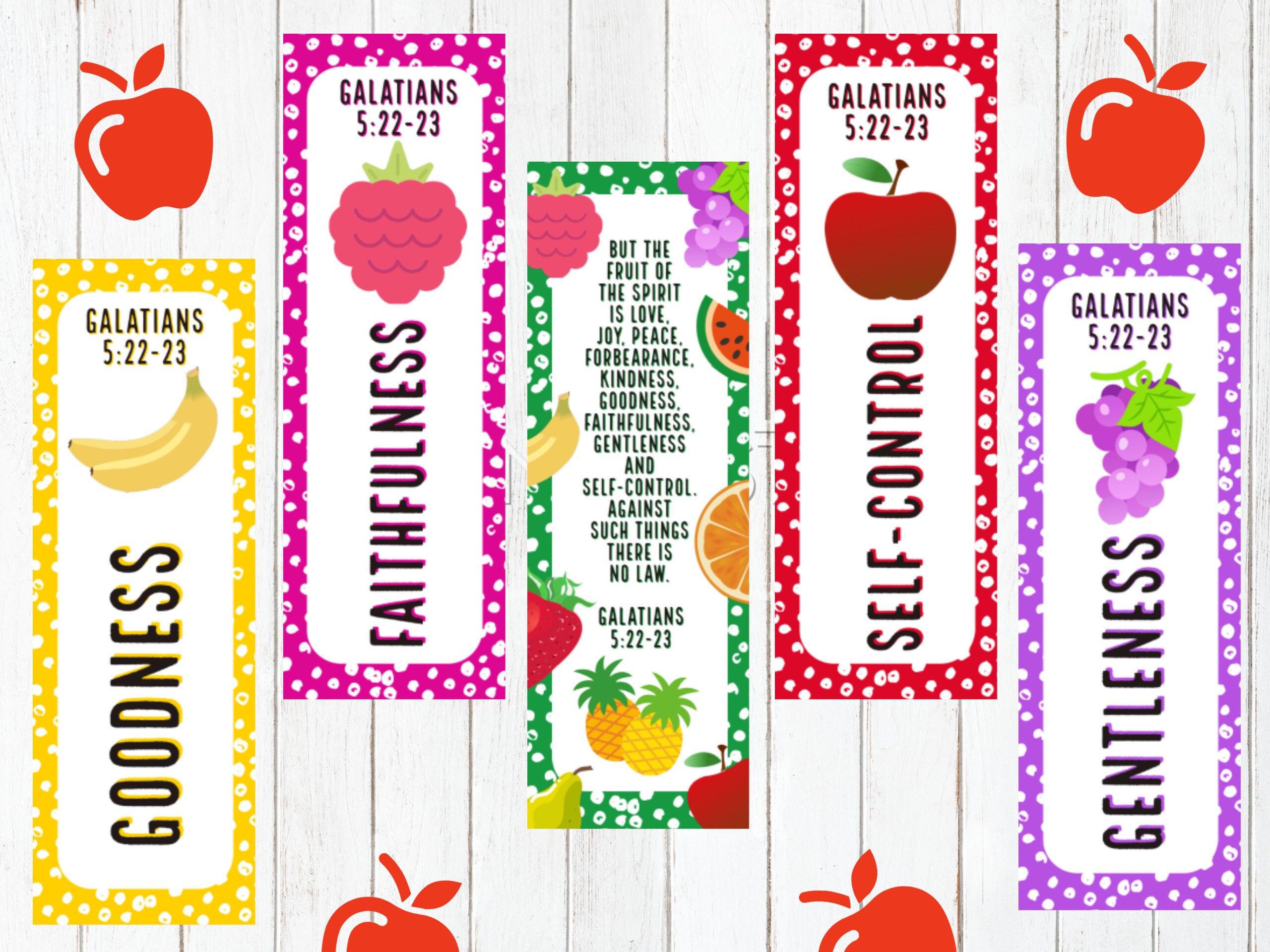 Fruit of the Spirit Bookmarks: Sunday School Printable (digital ...