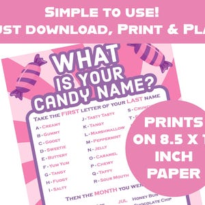 What is Your Candy Name?, Candy Game, Candy Name Tag, Candy Printable, Candy Birthday Party ...