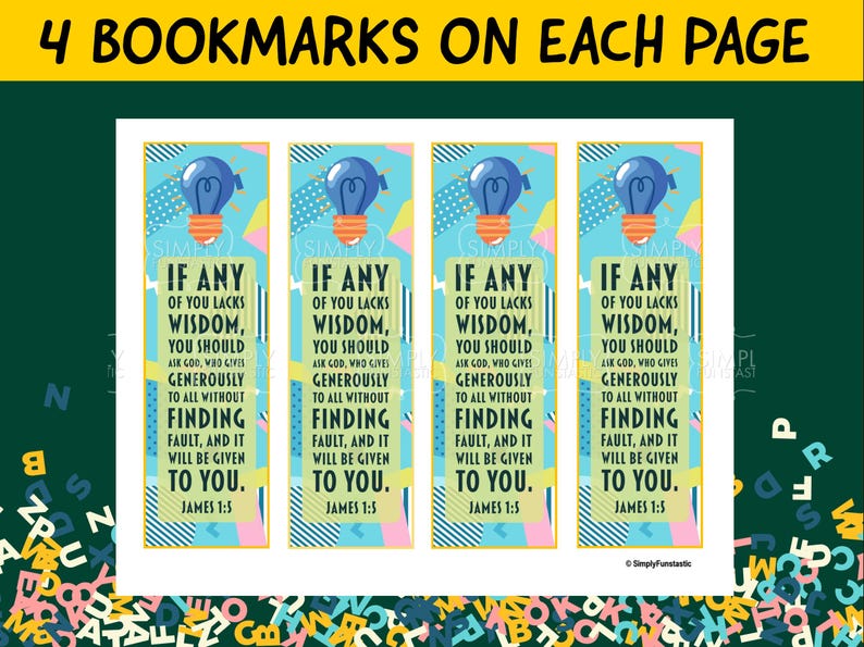 School Scripture Bookmarks Set of 4: Printable Bible Verses (PDF) - Etsy
