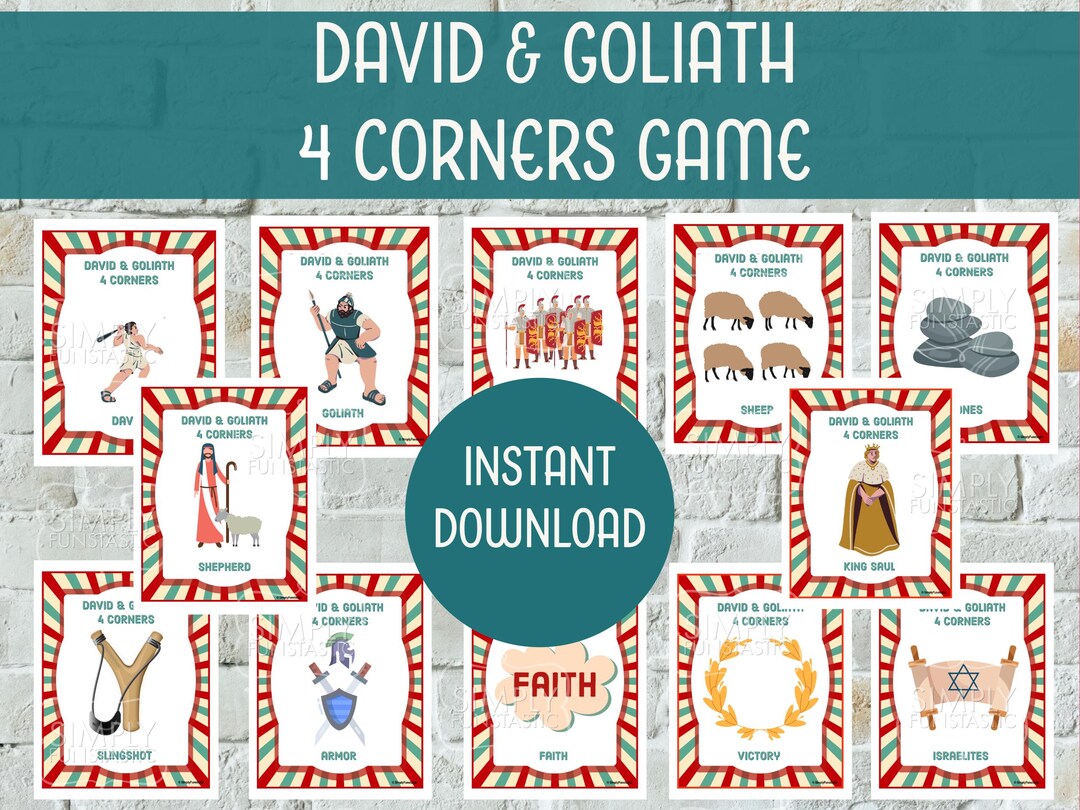 David & Goliath Story 4 Corners Game, Church Kids Game, Church ...