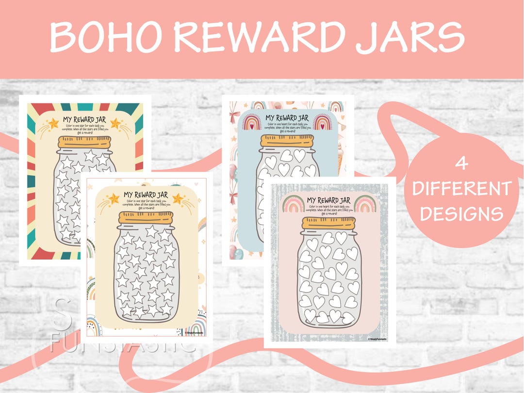 Boho Reward Jar Sticker Chart: Kids Behavior Incentive (digital ...