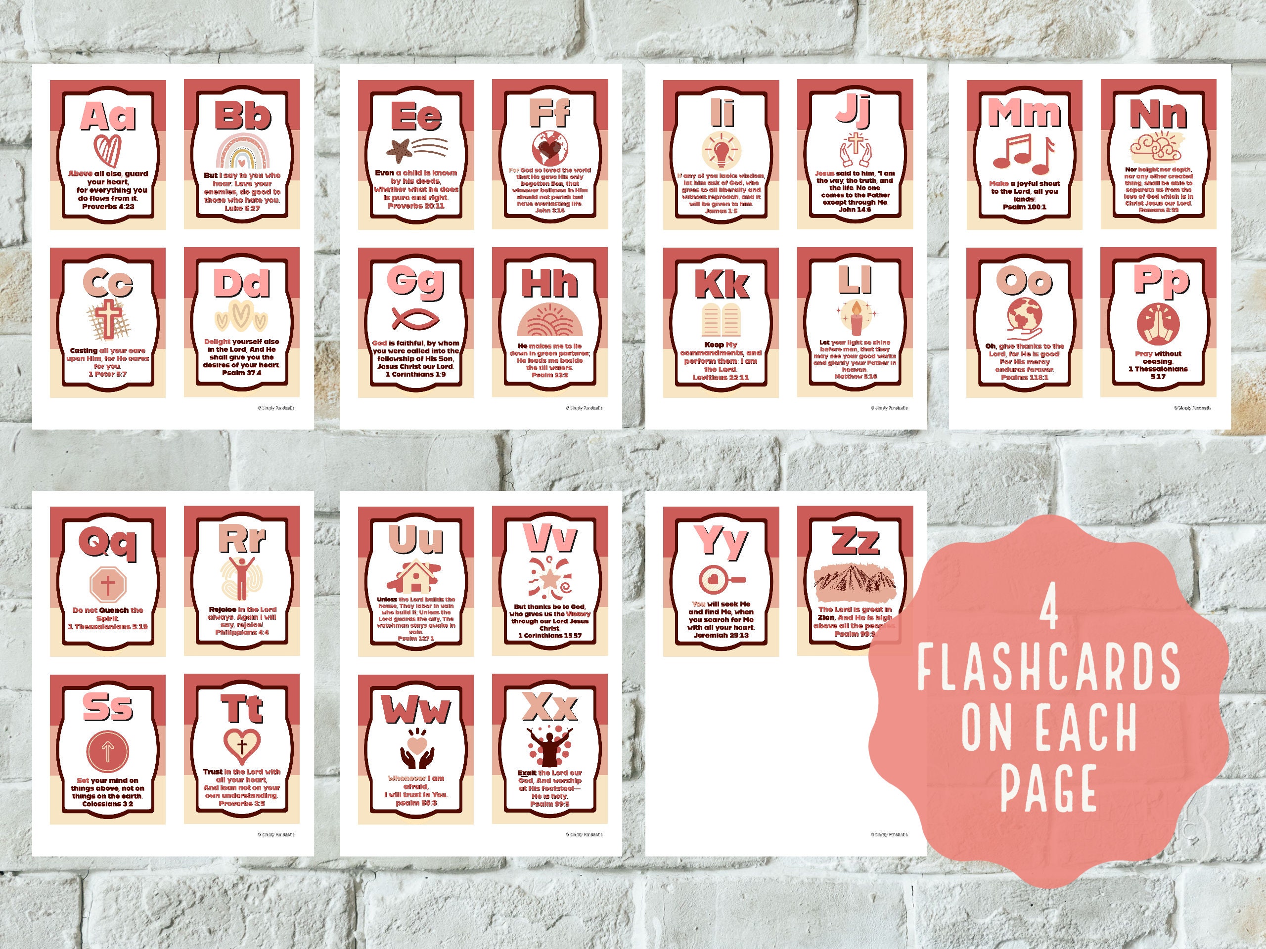ABC Bible Verse Flashcards: Printable Scripture Alphabet Set (digital ...
