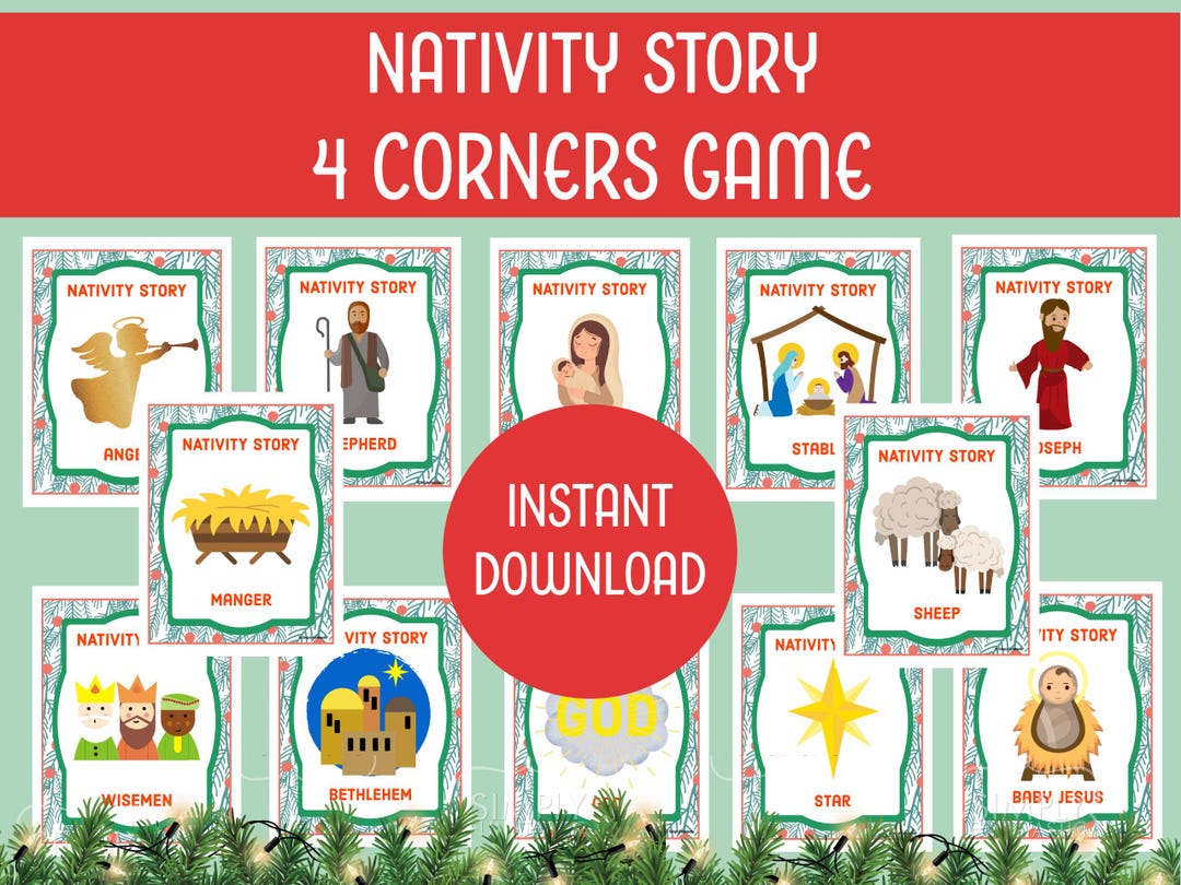 Nativity Story 4 Corners Game, Holiday Game, Church Game, Classroom ...